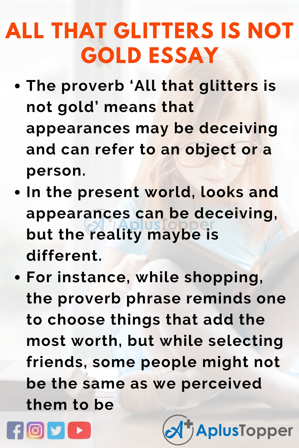 All That Glitters Is Not Gold Essay | Essay on All That Glitters Is Not Gold for Students and ...
