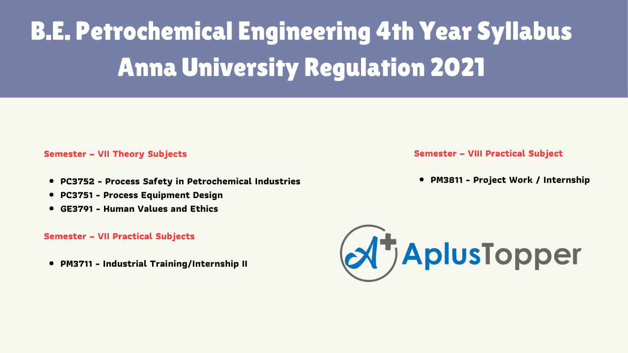 B.E. Petrochemical Engineering Syllabus Anna University Regulation 2021 ...