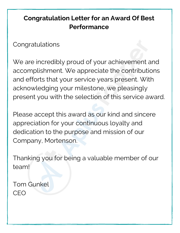 11 Sample Congratulation Letters | Format, Examples and How To Write Congratulation Letters? - A ...