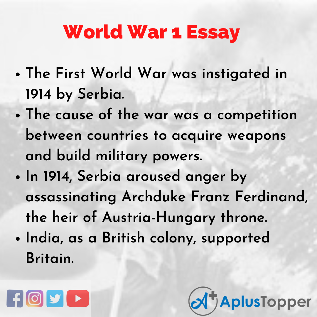 World War 1 Essay | Essay on World War 1 for Students and Children in ...
