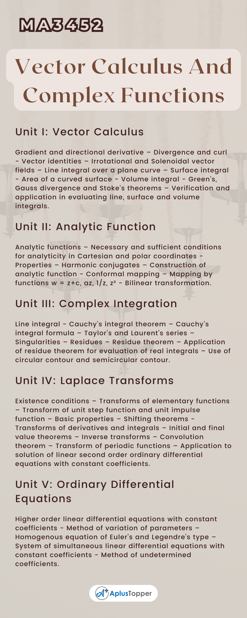 MA3452- Vector Calculus And Complex Functions Syllabus Regulation 2021 ...
