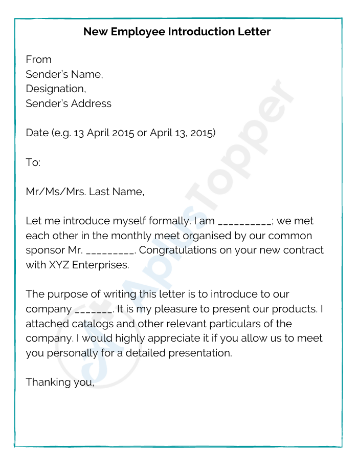12 Sample Introduction Letters | Format, Examples and How To Write Introduction Letters? - A ...