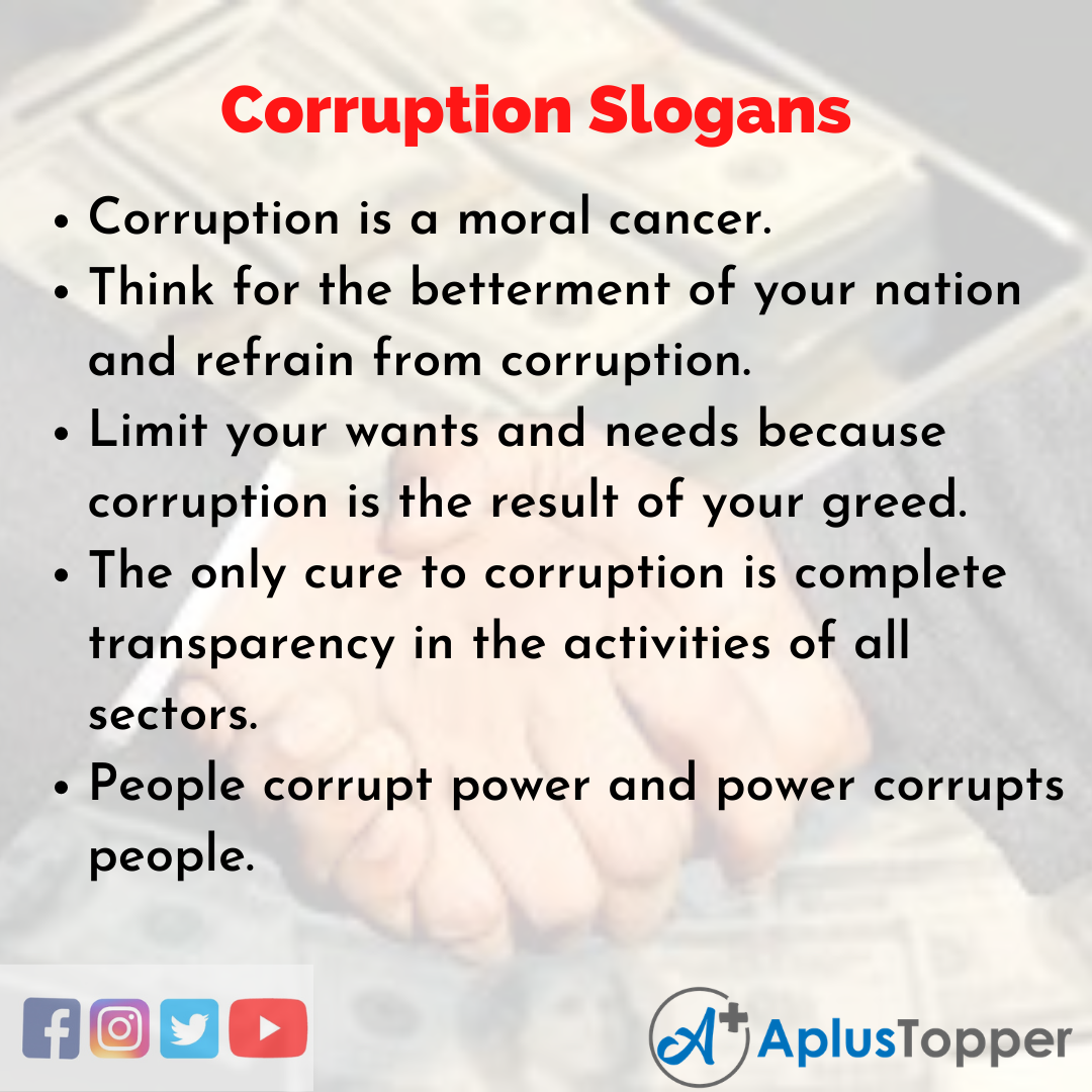 Corruption Slogans | Unique and Catchy Corruption Slogans in English - A Plus Topper