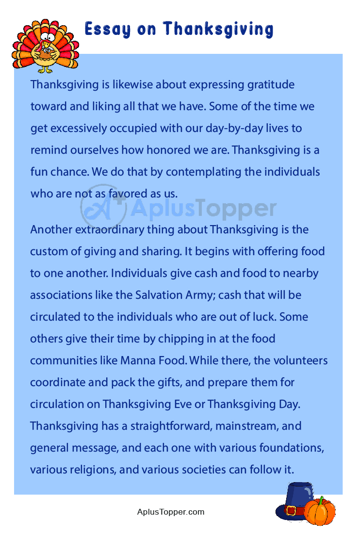 Thanksgiving Essay | Essay on Thanksgiving for Students and Children in ...