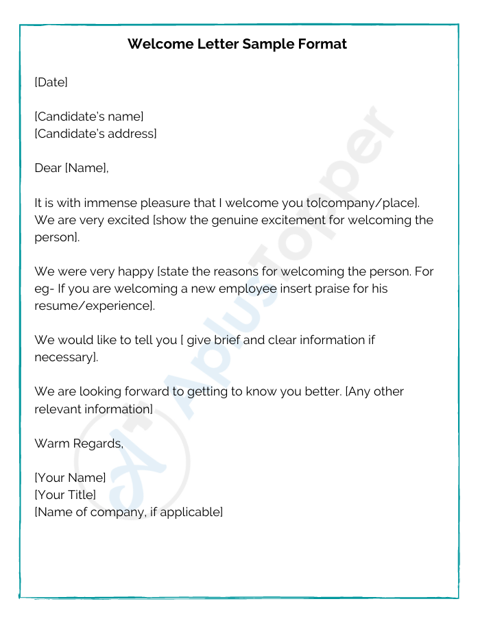 9 Welcome Letter Samples | Format, Examples and How To Write? - A Plus ... 9 Welcome Letter Samples | Format, Examples and How To Write? - A Plus ...